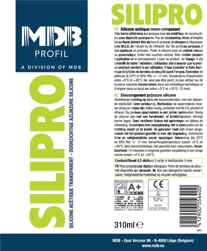 Silicone transparent MDB Silipro 1060 - Gamme accessoire MDB Profil